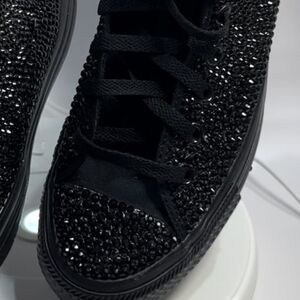 Converse | Shoes | Black Bling Converse Shoes Ab Rhinestones Goth ...